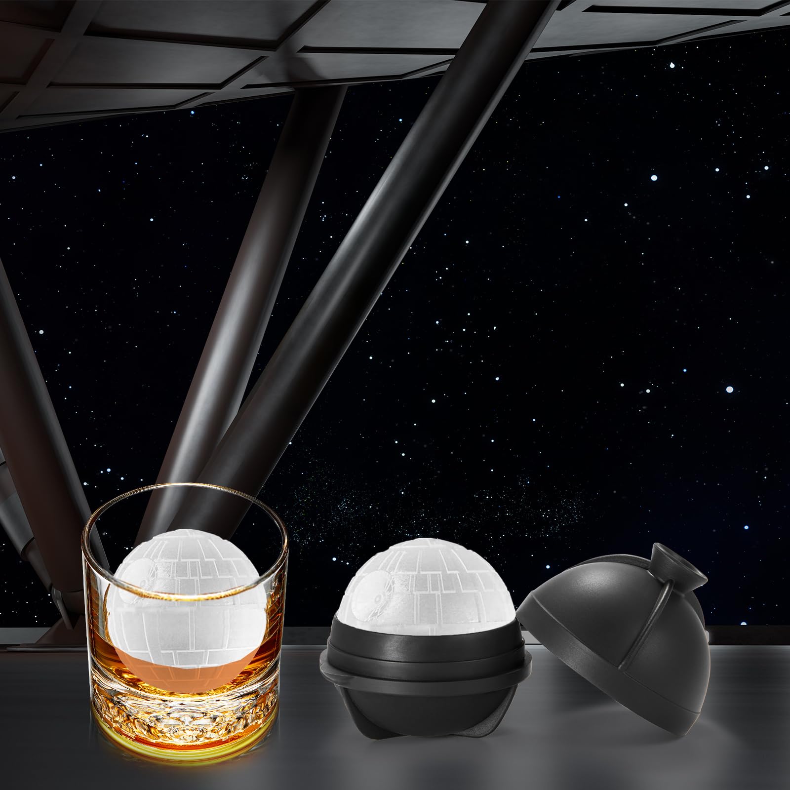 Nax Caki 3D Ball Ice Cube Mold, Whiskey Gifts Stocking Stuffers Ideas for Adults Men Women, 2.5" Large Silicone Round Ice Cube Tray for Cocktails,Bourbon,Whiskey,Brandy