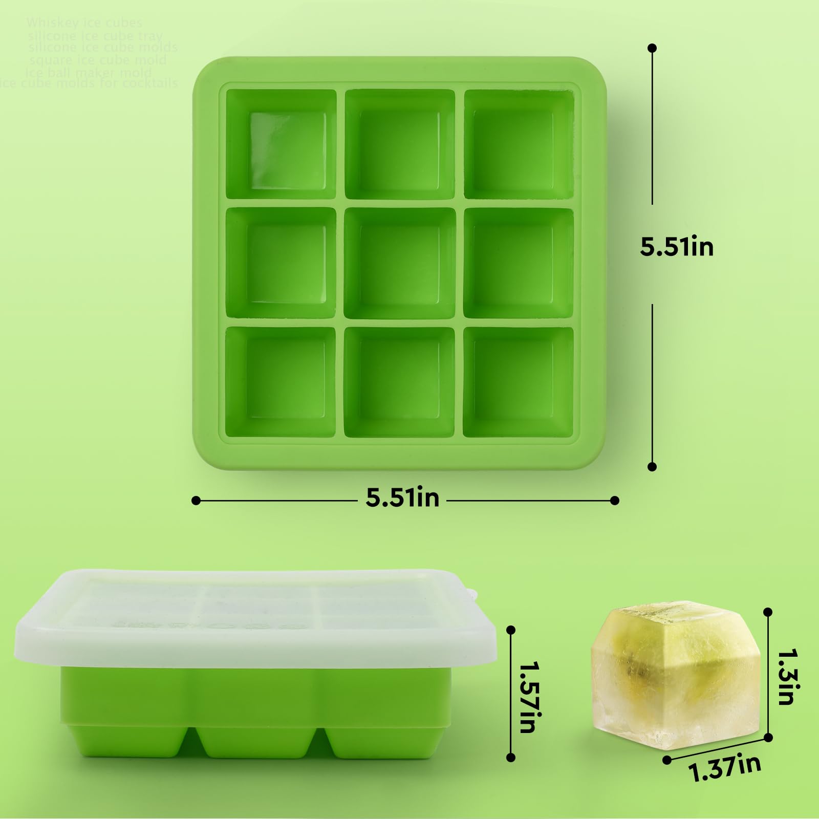 Aibirui Ice Cube Tray with Lid (9X2 Pcs), Small Ice Cube Trays, Silicone Ice Cube Trays for Freezer, Mini Square Ice Cube Mold for Ice Coffee, Drinks, Whiskey, Cocktail, Bourbon, Baby Food