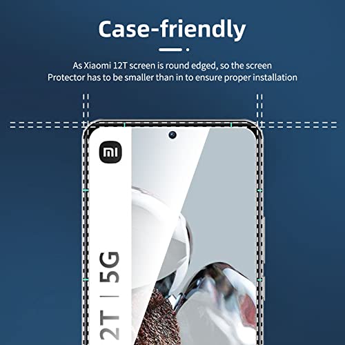 NEW'C 3 Pack Designed for Xiaomi 12T,Xiaomi 12T Pro Screen Protector Tempered Glass, Case Friendly Anti Scratch Bubble Free Ultra Resistant