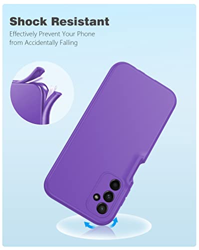 FNTCASE for Samsung Galaxy A14-5G Case: Shockproof Silicone Protective Phone Case with Built-in Screen Protector - Slim Dual Layer Rugged Sturdy Drop Proof TPU Protection Cover (Navy Purple)