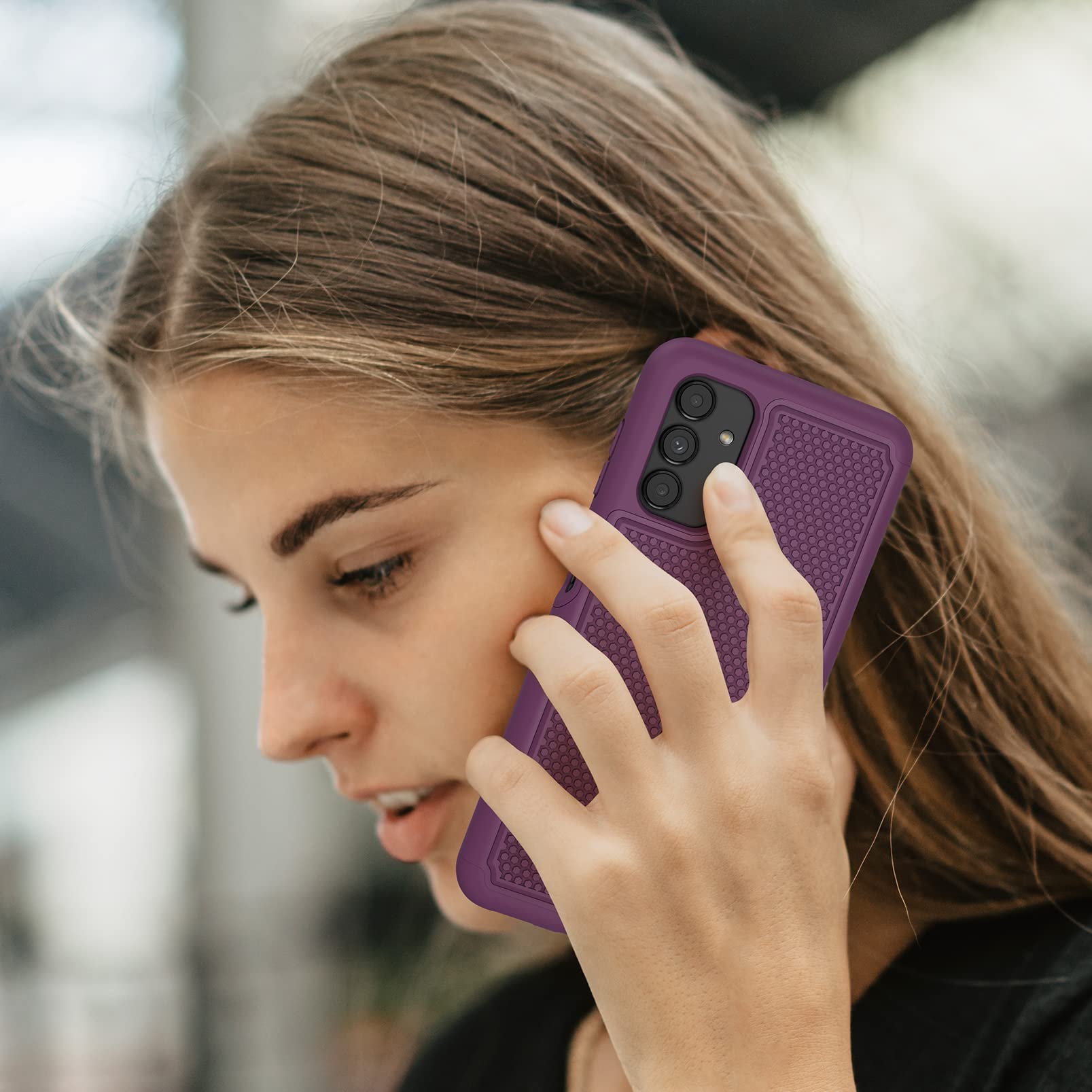 BNIUT for Samsung Galaxy A13 5G Case: Dual Layer Protective Heavy Duty Cell Phone Cover Shockproof Rugged with Non Slip Textured Back - Military Protection Bumper Tough - 6.5inch (Burgundy Purple)