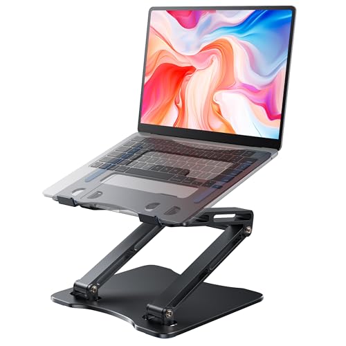ATKTTOP Laptop Stand for Desk Adjustable Height, 22" [Anti-Wobble] [Fit All Laptop] Foldable DJ Standing Laptop Riser for 6.1-18.4" Tablets, Portable Monitor Stand for MacBook Air, Dell, HP, Lenovo