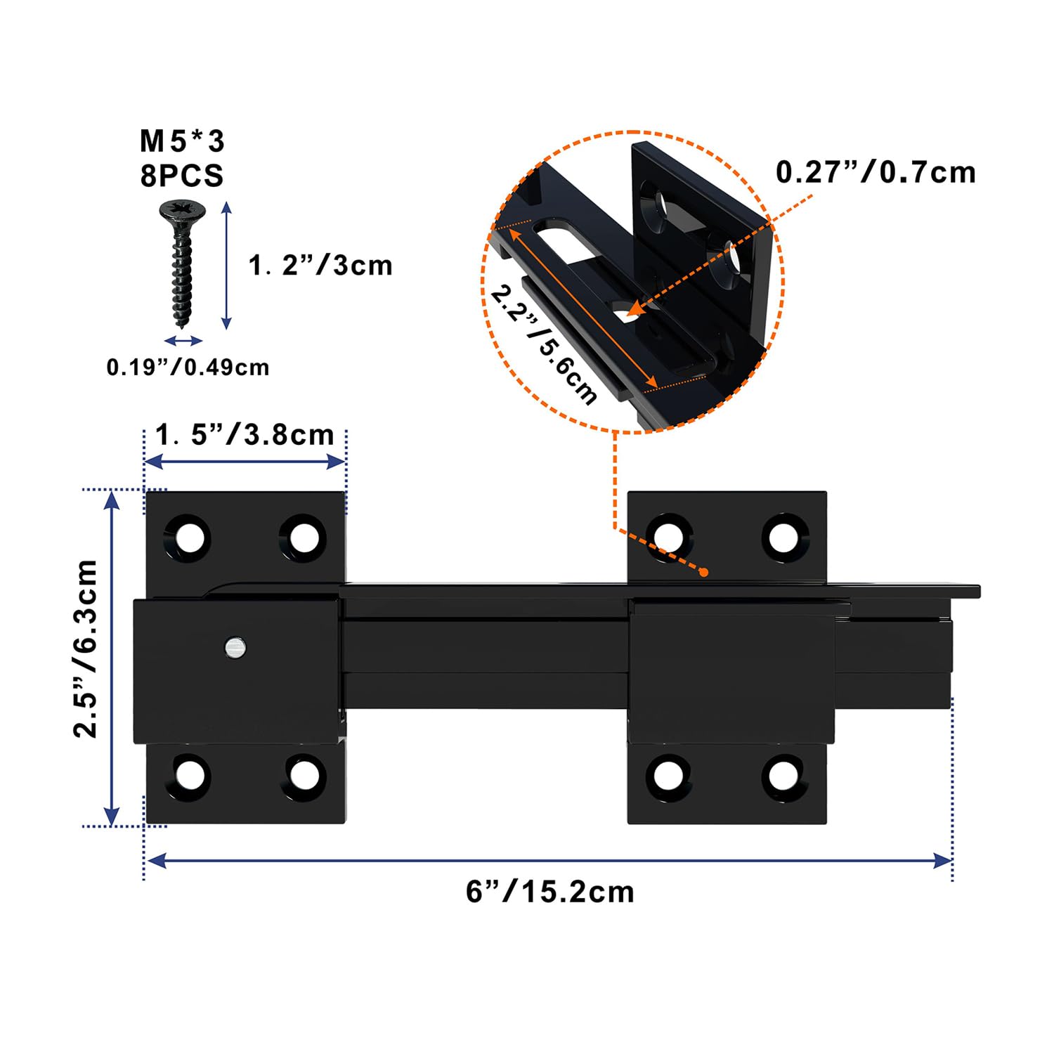 VANROUG Flip Gate Latch Lock with Padlock Hole, Aluminum Alloy Adjustable Door Latch Barn Door Lock Fence Door Lock Latch for Outdoor Gate, Barn Door, Shed, Garage, Yard (1)