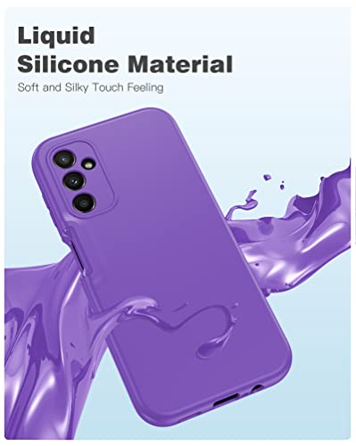 FNTCASE for Samsung Galaxy A14-5G Case: Shockproof Silicone Protective Phone Case with Built-in Screen Protector - Slim Dual Layer Rugged Sturdy Drop Proof TPU Protection Cover (Navy Purple)