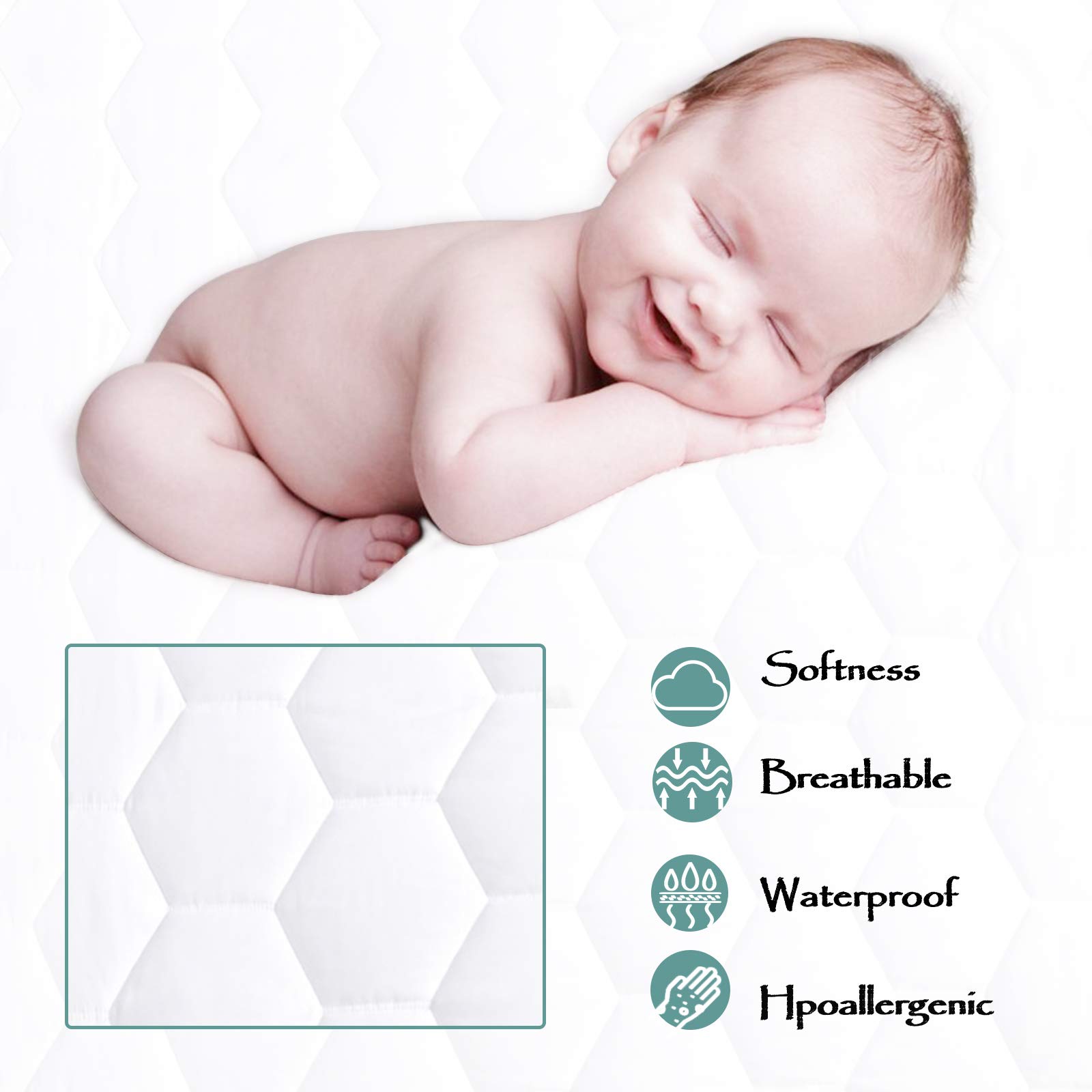 Full Quilted Waterproof Mattress Pad Cover,Soft Mattress Pad Cover, Waterproof Mattress Protector Stretches up to 16” Deep Pocket-Hollow Alternative Filling-Cooling Mattress Topper