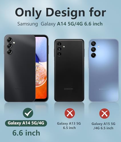 FNTCASE for Samsung Galaxy A14-5G Case: Shockproof Silicone Protective Phone Case with Built-in Screen Protector - Slim Dual Layer Rugged Sturdy Drop Proof TPU Protection Cover (Navy Purple)