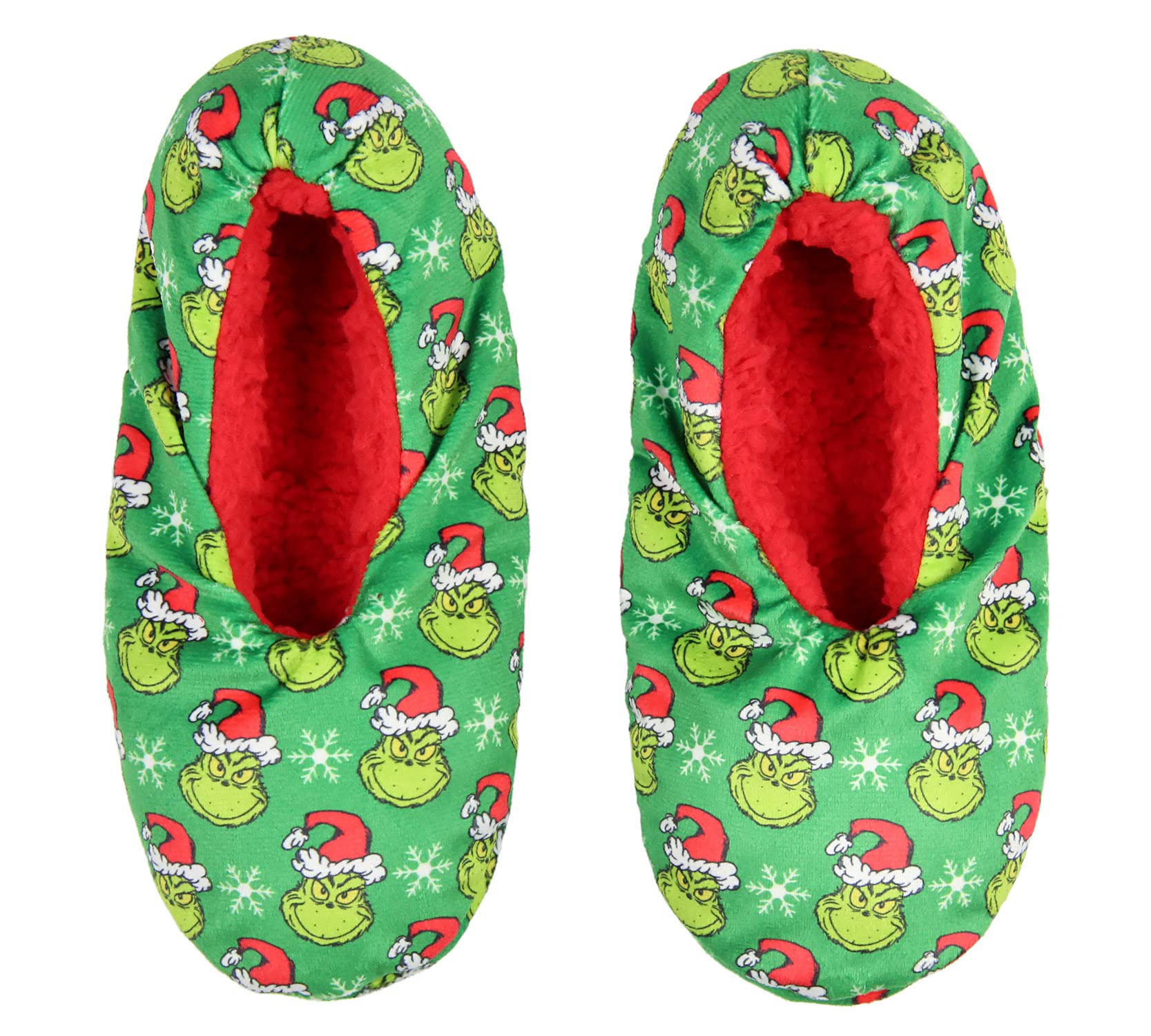 Dr. Seuss GRINCH That Stole Christmas Slippers Santa Grinch Slipper Socks with No-Slip Sole For Women Men (Small)