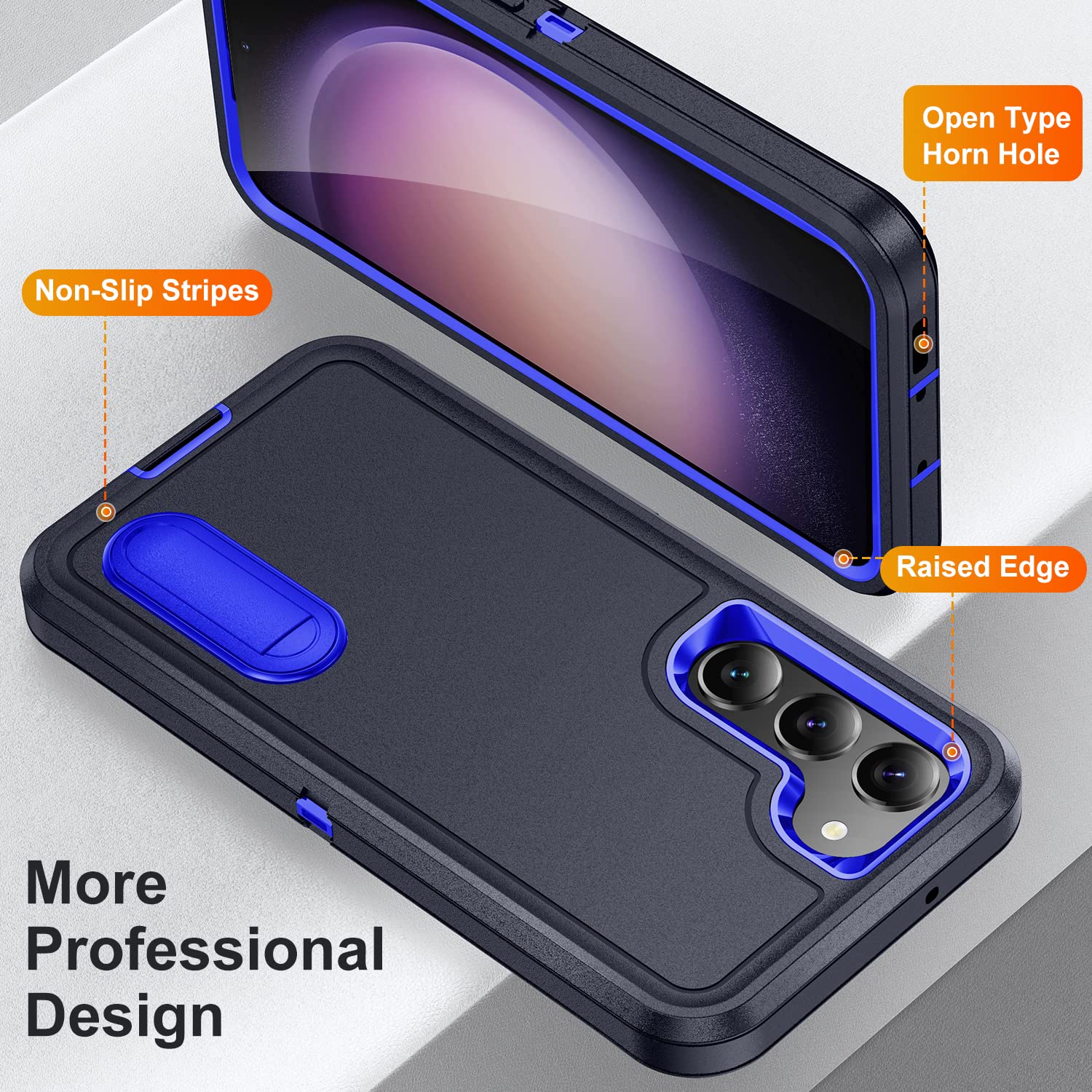 BaHaHoues for Samsung Galaxy S23 Case, Samsung S23 Phone Case with Built in Kickstand, Shockproof/Dustproof/Drop Proof Military Grade Protective Cover for Galaxy S23 5G (Dark Blue/Sapphire)