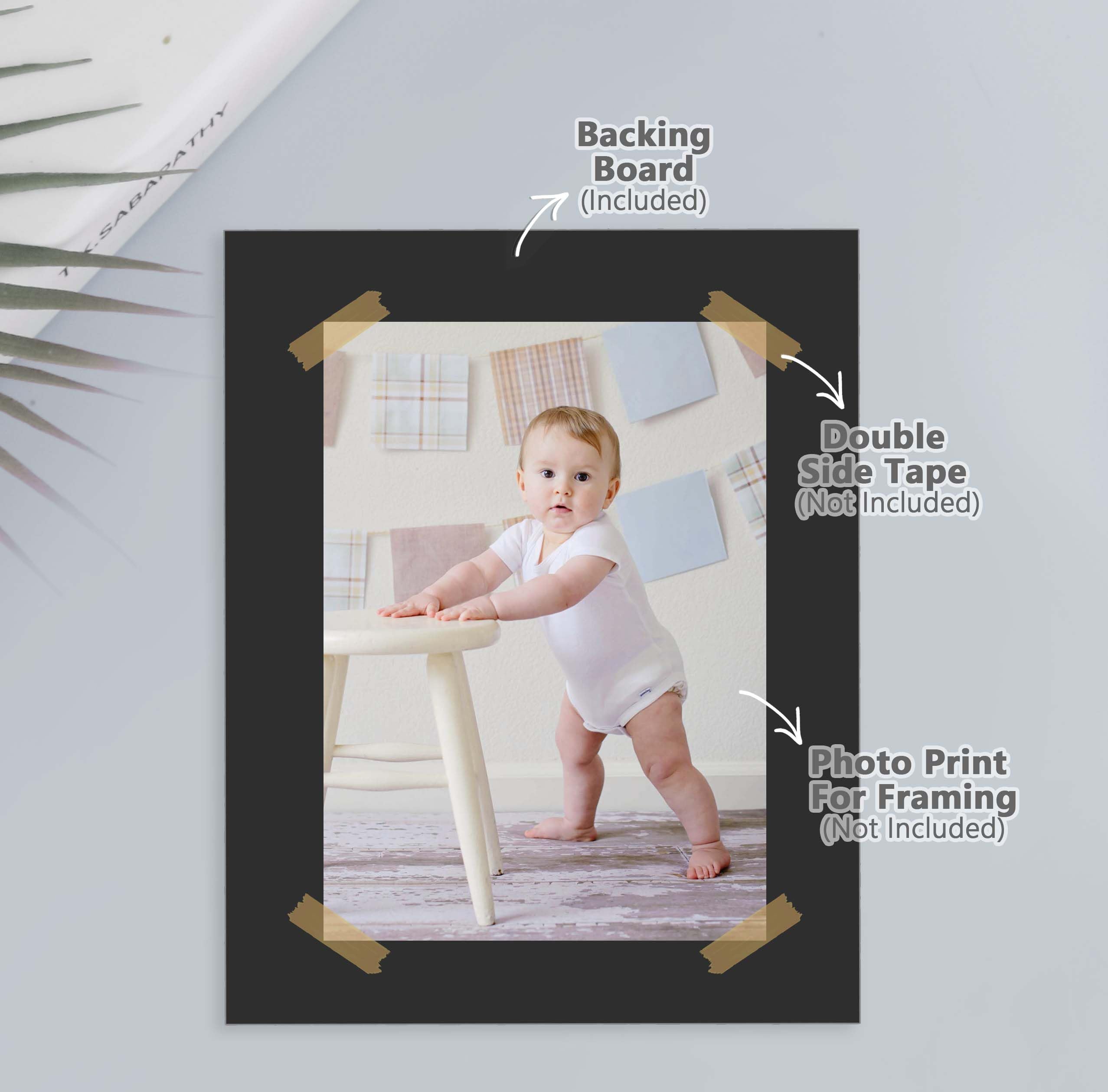 Somime 12 Pack Backing Boards Only - 9x12 Uncut Black Mats Matboards, Acid Free Backerboards, Ideal for Photos/Pictures/Prints/Frames/Arts
