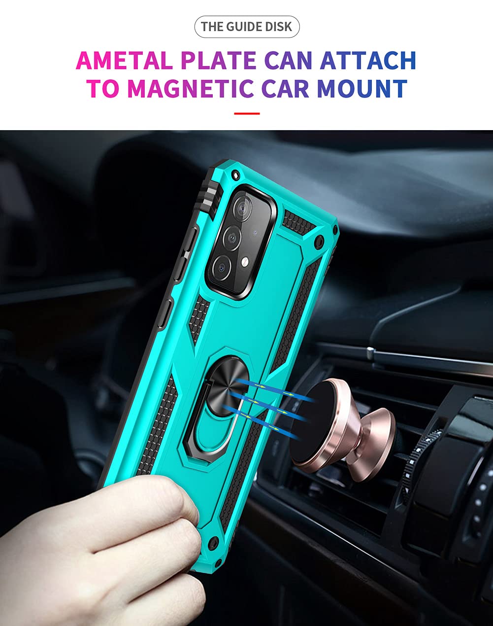 for Samsung A52 Case, Galaxy A52 Case with HD Screen Protector, Military-Grade Ring Holder Kickstand Car Mount 15ft Drop Tested Shockproof Cover Phone Case for Samsung Galaxy A52, Green