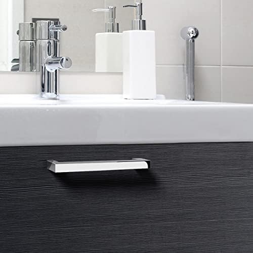GOBEKOR 30 Pack Chrome Drawer Pulls 3-3/4in(96mm) Hole Center Solid Handles for Cabinets and Dressers Square Kitchen Hardware