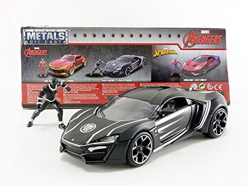 Jada Toys Marvel Black Panther & Lykan Hypersport Die-cast Car, 1:24 ScaleVehicle & 2.75 Collectible Figurine