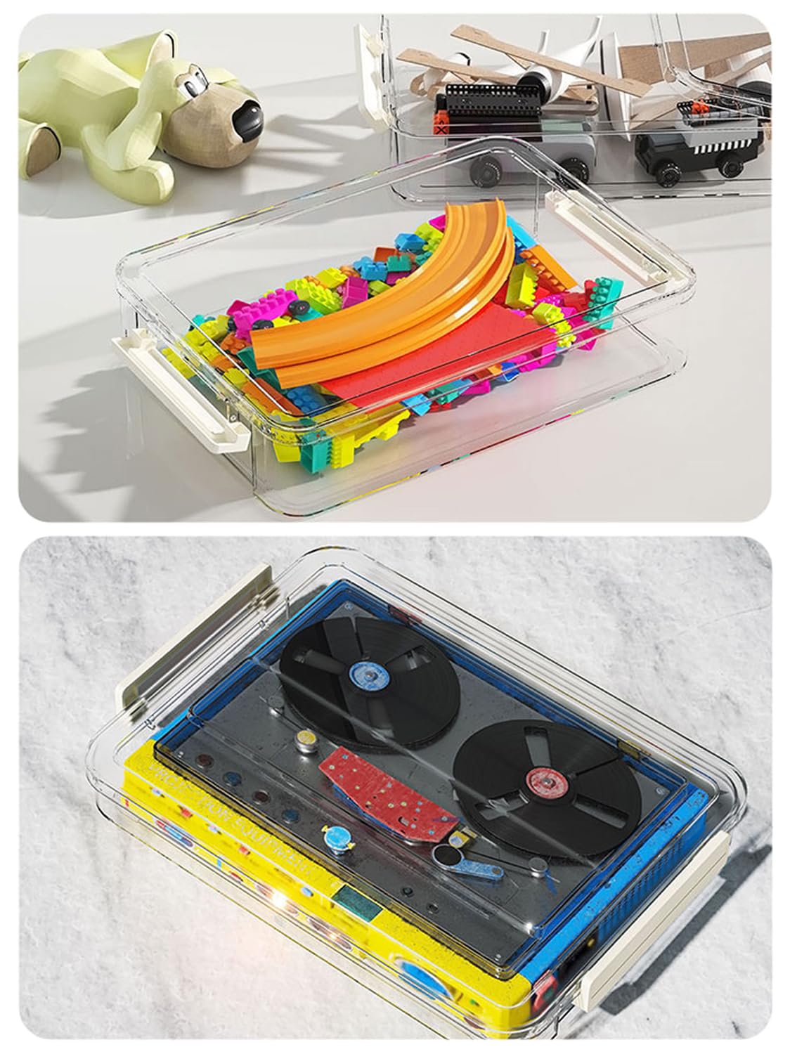 ZeJlo Plastic Storage Containers with Lids, Clear Storage Bins with Lids, 3 PCS Plastic File Box, Plastic Storage Box for Organizing A4 Paper, Photo, Document, Scrapbook, Small Toys, etc