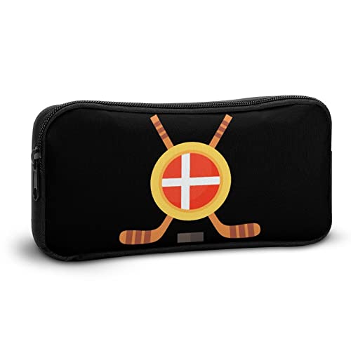 Hockey in Denmark Pencil Case Makeup Bag Big Capacity Pouch Organizer for Office College