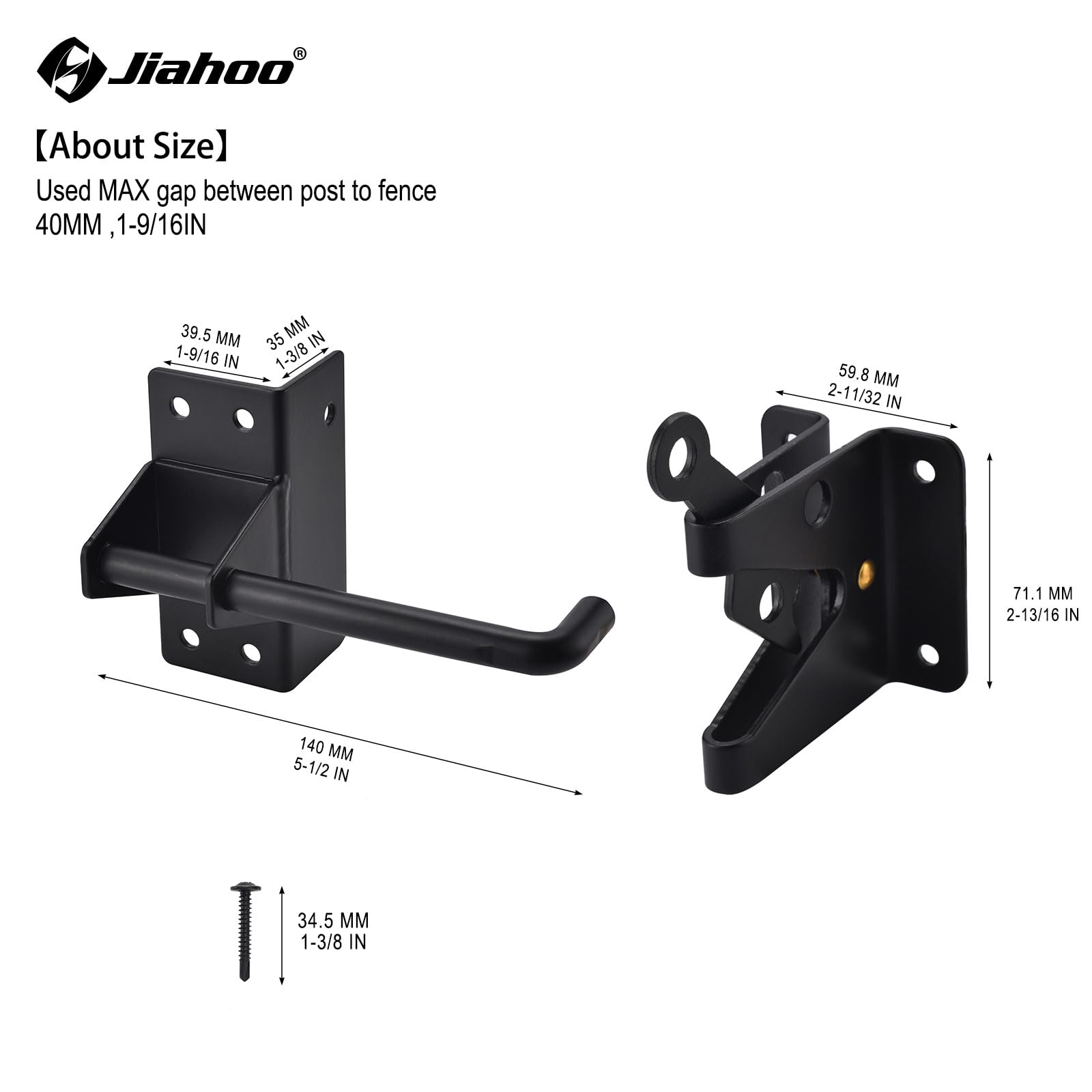 Heavy Duty Automatic Gate Latch for Wooden Fences,Self Locking Metal Gates for Vinyl Fence Outswinging Pool Gate Door Latches, Black