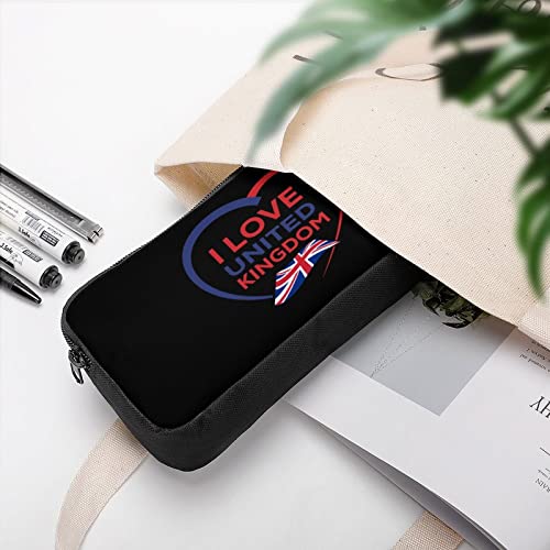 I Love United Kingdom Pencil Case Pencil Pouch Coin Pouch Cosmetic Bag Office Stationery Organizer