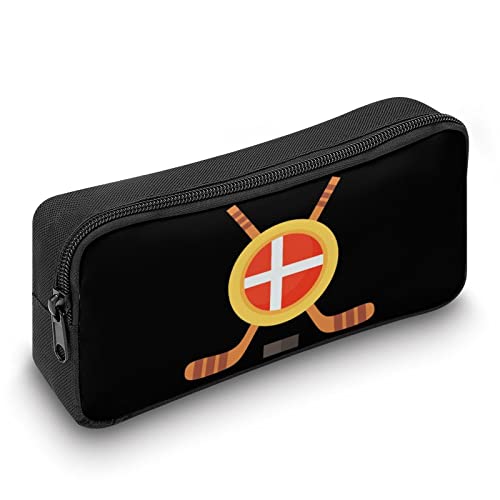 Hockey in Denmark Pencil Case Makeup Bag Big Capacity Pouch Organizer for Office College