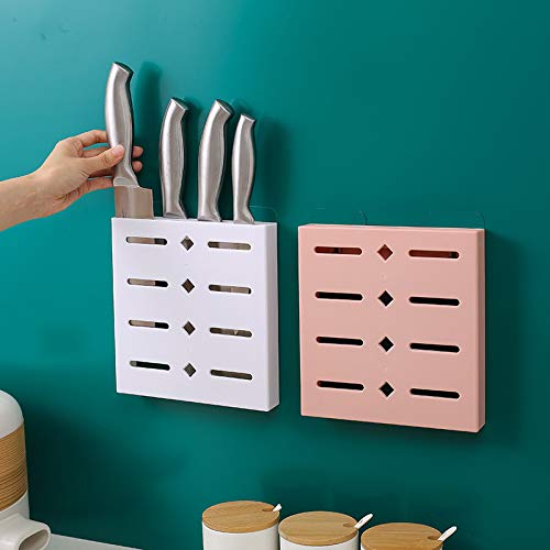 GHTYU Knife Blocks,Fruit Knife Storage Wall Mounted Knife Block, Drainage Design,Knife Rack for Organizing and Storaging Kitchen Knives, Scissors, Metal Utensils (White)