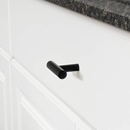 Amazon Basics AB3600-FB-10 Black AmazonBasics T-Bar Cabinet Knob, (1/2" Diameter), 2" Length, Flat, 10-Pack, 10 Count