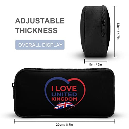 I Love United Kingdom Pencil Case Pencil Pouch Coin Pouch Cosmetic Bag Office Stationery Organizer