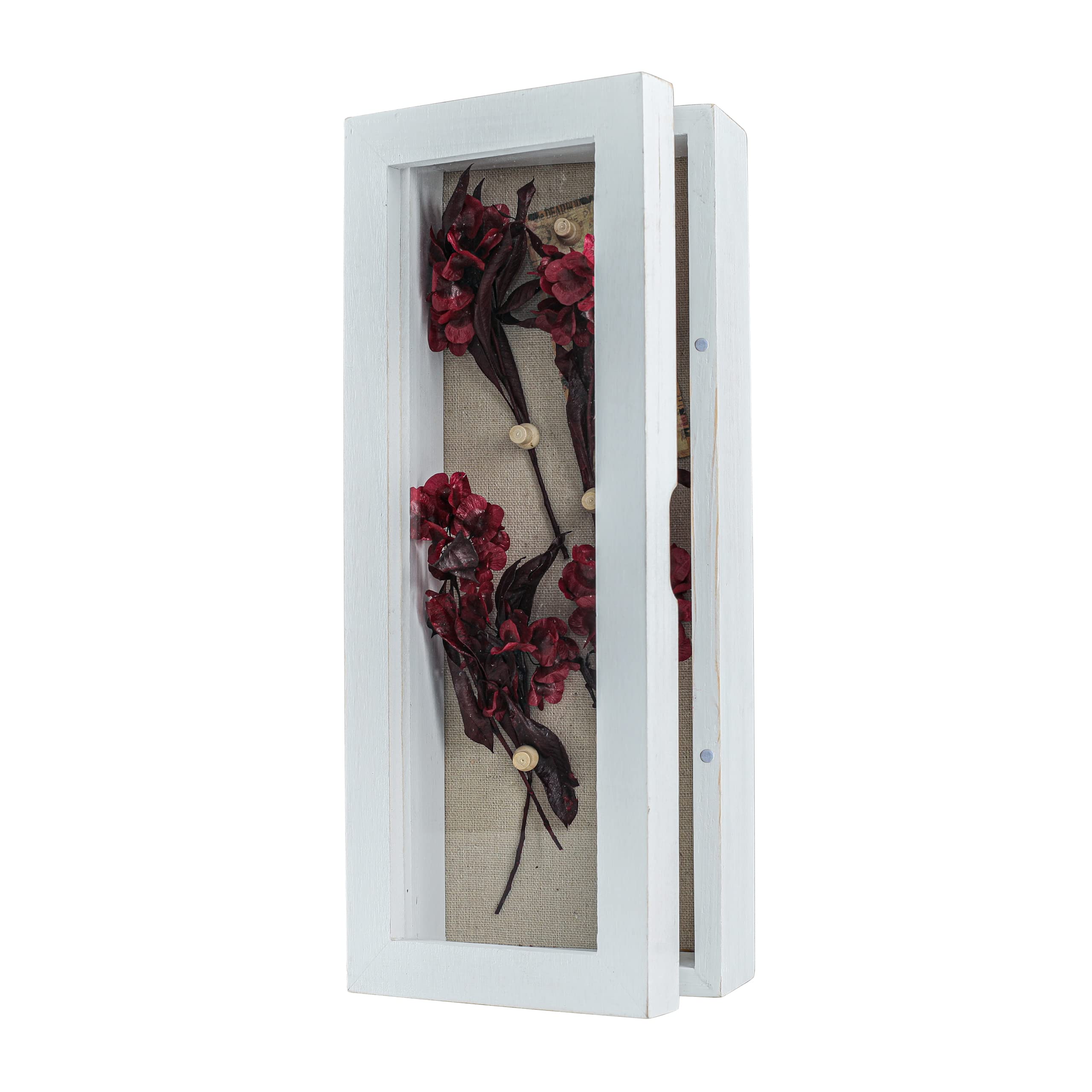 Freezing point Shadow Box Frame 5x12.5 Shadow Boxes Display Case with Linen Back Memorabilia Awards Medals Bouquet Photos Picture Badge Wedding Memory Box for Keepsakes White Small Pin Board White