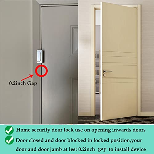 Home Security Door Lock, 2 Pack Child Proof Door Reinforcement Lock with Screws for Inward Swinging Door, Double Safety Security Protection for Your Home