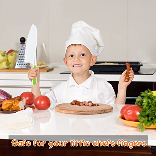 8 Pieces Wooden Kids Kitchen Knives Set for Real Cooking include 4 Plastic Toddler Safe Knives/Crinkle Cutter/Kids Cutting Board/Y-Peeler/Resistant Gloves for Cutting Veggies Fruit Cake Salad Bread