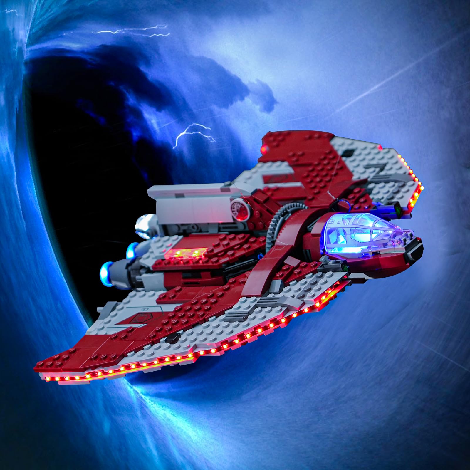 Rorliny LED Light Kit for Lego Star Wars Ahsoka Tano's T-6 Jedi Shuttle 75362 Building Set, Creative Lighting kit Compatible with Lego 75362-Remote Control Version (Lights Only, No Lego Set)