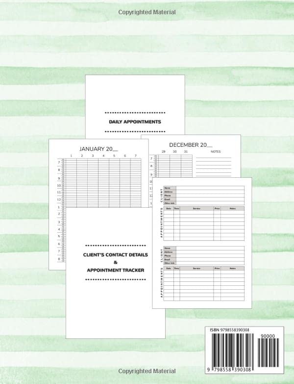 Commercial Office Cleaning Appointment Book: Undated 12-Month Reservation Calendar Planner and Client Data Organizer: Customer Contact Information Address Book and Tracker of Services Rendered