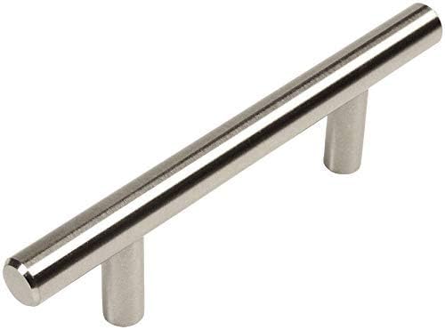 Cosmas 25 Pack 305-030SN Satin Nickel Cabinet Hardware Euro Style Bar Handle Pull - 3" Inch (76mm) Hole Centers, 5-3/8" Overall Length, 1/2" Inch Bar Diameter