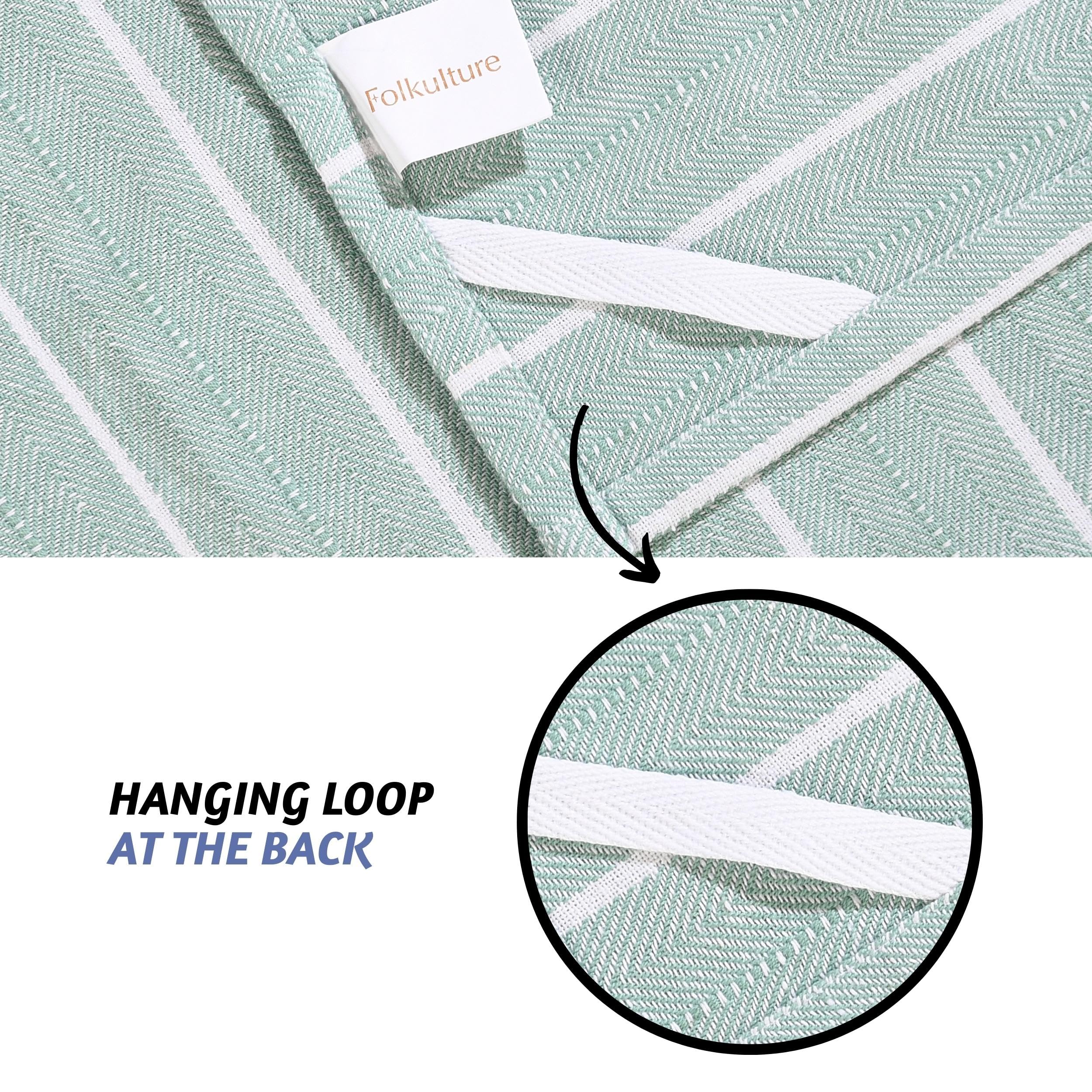 Folkulture Kitchen Towels with Hanging Loop, Set of 4, 100% Recycled Cotton Spring Dish Towels for Drying Dishes, 28"x20" Tea Towels or Decorative Kitchen Hand Towels for Farmhouse Décor (Fruity)