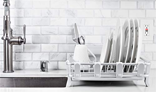 Real Home Innovations Designer Series Milan Single Tier Dish Rack, Extra Large, Satin Aluminum Gray