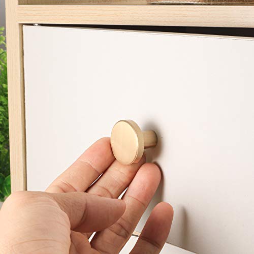 8 Pcs Gold Cabinet Knobs, Brushed Brass Round Kitchen Cabinet Hardware Pulls Knobs Gold for Dresser Drawer Cupboard Closet Furniture Wardrobe Door Knobs Handles, with Screwdriver - 20x25 mm