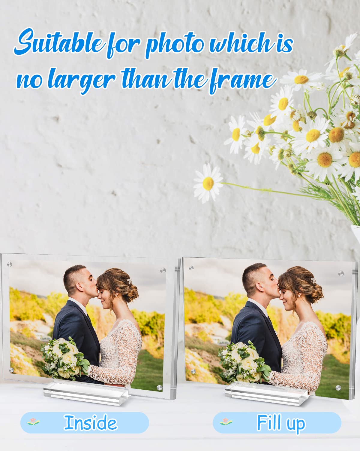 JUOIFIP 5 Pack Acrylic Picture Frame 4×6 Clear Double Sided Magnetic Photo Frame - Frameless Baby Friend Family Picture Desktop Display with Support Stand and Gift Boxes