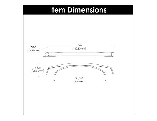 Hickory Hardware 1 Pack Solid Core Kitchen Cabinet Pulls, Luxury Cabinet Handles, Hardware for Doors & Dresser Drawers, 5-1/16 Inch (128mm) Hole Center, Stainless Steel, Greenwich Collection