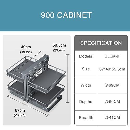 AHDFY Kitchen Aid Dish Rack, Dish Drying Rack, Swivel Full Pull Out Dish Rack, Turntable Lazy Susan Organizers for Handed Open Blind Corner Cabinet Organizer,900CABINTE