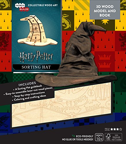 Incredibuilds Harry Potter Sorting Hat 3D Wood Puzzle & Model Figure Kit (64 Pcs) - Build & Paint Your Own 3-D Book Movie Toy - Holiday Educational Gift for Kids & Adults, No Glue Required, 10+