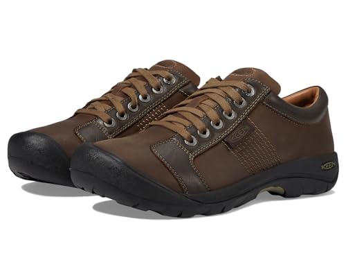KEEN Men's Austin Low Height Leather Oxfords, Chocolate Brown, 11