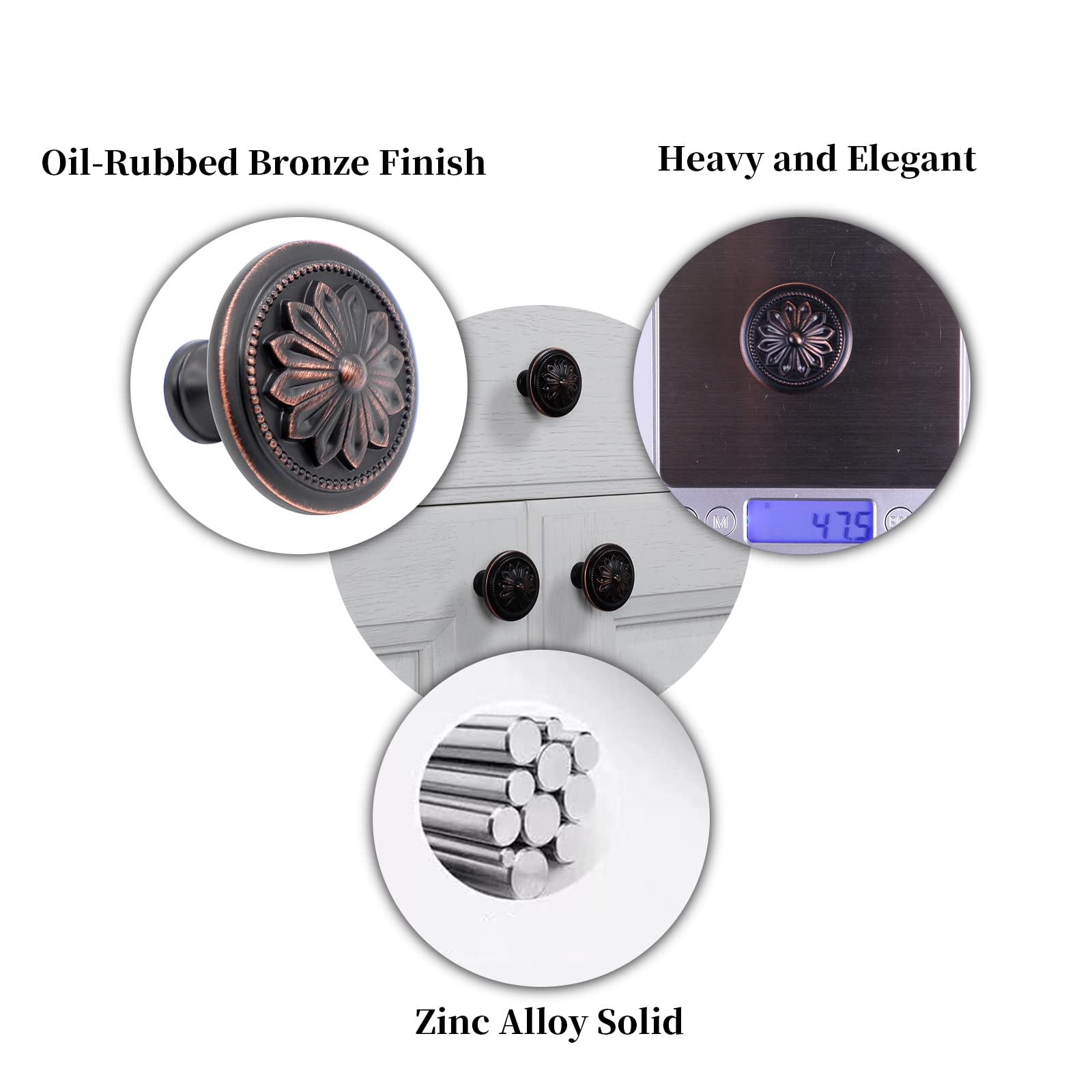 10 Pack - Oil Rubbed Bronze Cabinet Hardware: 1.4" Round Knobs for Cabinets & Drawers