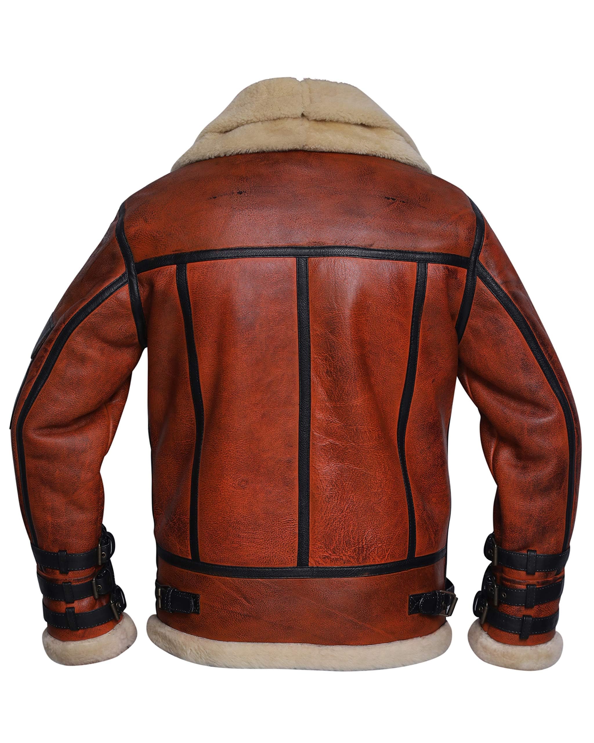 ZA Fashion Cloud Men Real RAF Aviator B3 Bomber Flight WW2 Shearling Sheepskin Jacket (XS)