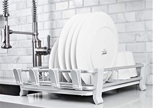 Real Home Innovations Designer Series Milan Single Tier Dish Rack, Extra Large, Satin Aluminum Gray