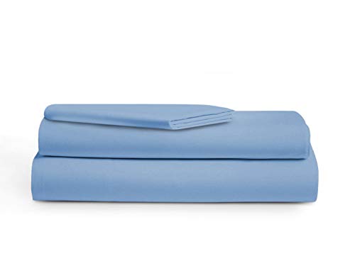 Audley Home 600 Thread Count 100% Egyptian Cotton, 3 Piece Bedsheet Set, 18” Deep Pockets, Smooth & Soft Sateen Weave, Hotel Quality (Light Blue, Twin XL)