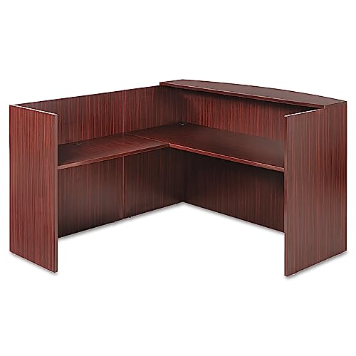 Alera ALEVA327236MY Valencia Series 71 in. x 35.5 in. x 29.5 in. - 42.5 in. Reception Desk with Counter - Mahogany