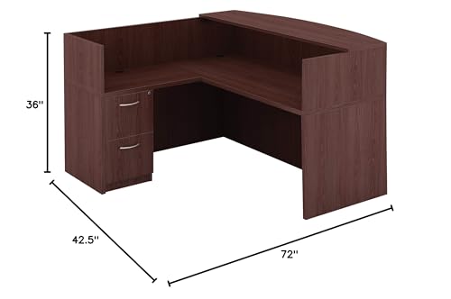 Lorell 59582 Essentials Reception Desk, Mahogany Laminate