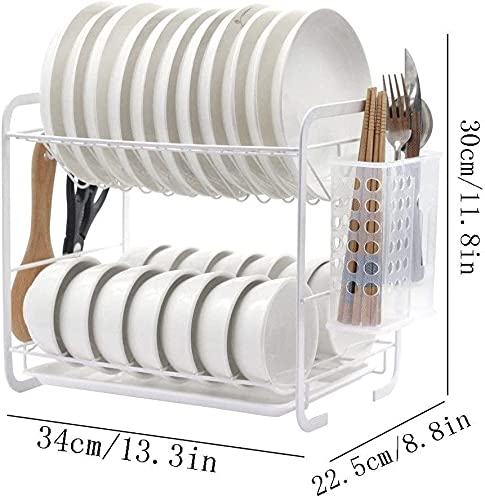 Plate Rack Draining Dish Rack Dish Drying Rack,2-Tier Dish Rack and Drain Board,Dish Drying Rack Storage Tray Cutlery Dish Drainer Room Pan Plate Holder