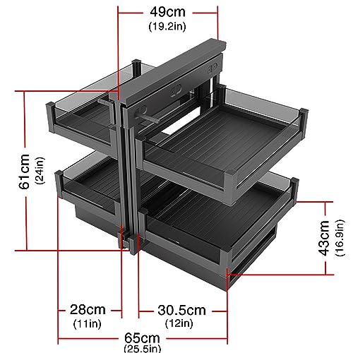 AHDFY 2 Tier Dish Rack, Full Open Kitchen Aid Dish Rack, Blind Corner Cabinet Pull Out Seasoning Dish Basket for Cabinet Pantry Kitchen Cupboard