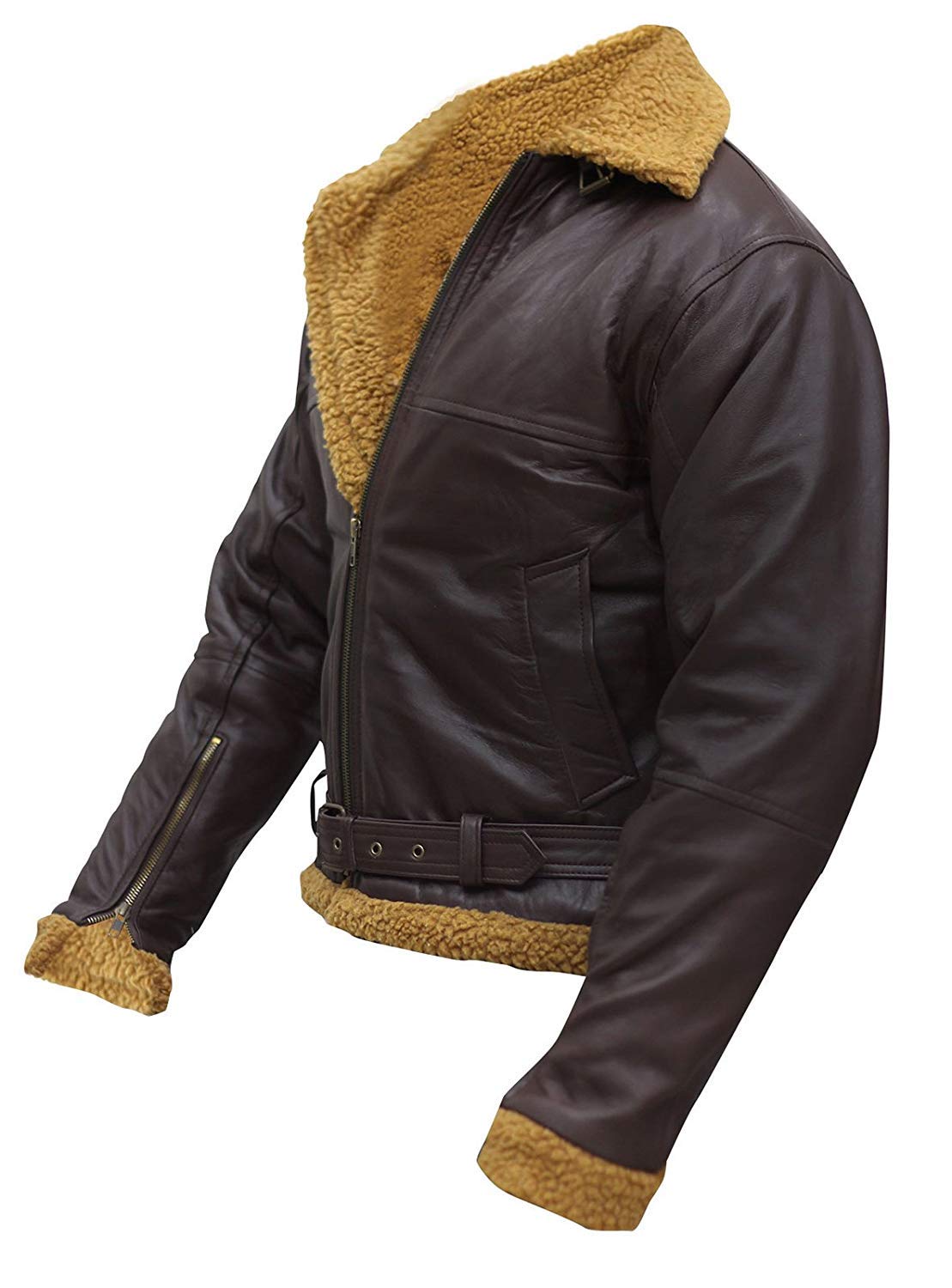 NM-Fashions Men's Aviator RAF B3 Ginger Shearling Flight Pilot Sheepskin Leather Bomber Jacket