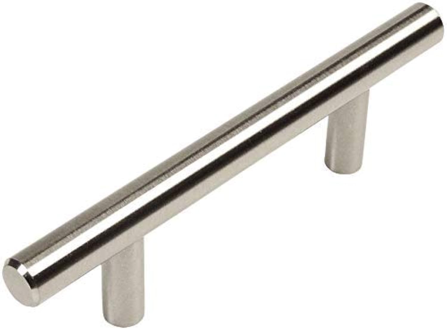 Cosmas 25 Pack 305-030SN Satin Nickel Cabinet Hardware Euro Style Bar Handle Pull - 3" Inch (76mm) Hole Centers, 5-3/8" Overall Length, 1/2" Inch Bar Diameter