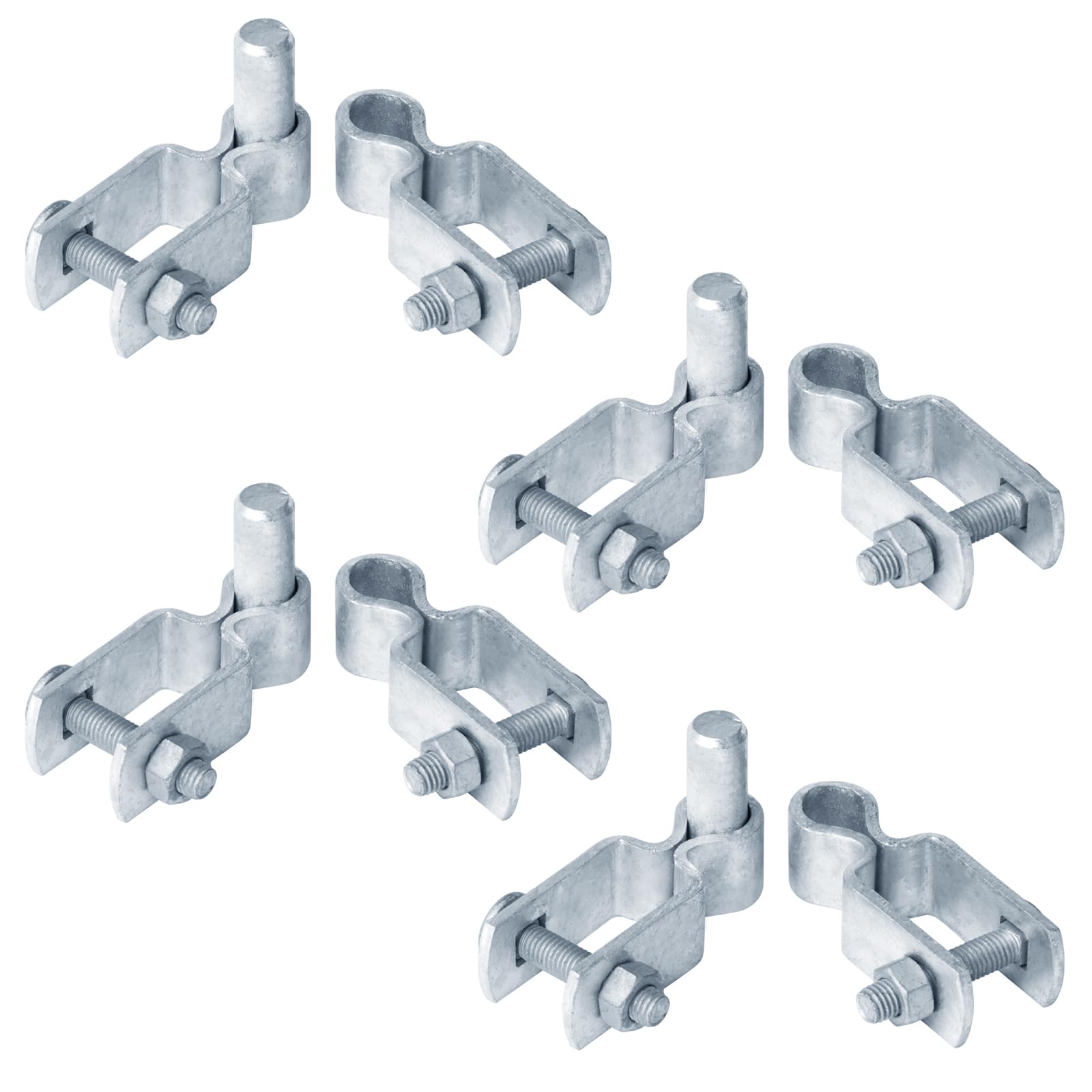 4 Pairs 1" x 1" x 5/8" Square Chain Link Fence Gate Frame Post Hinge Male and Female,Max Load 165lb