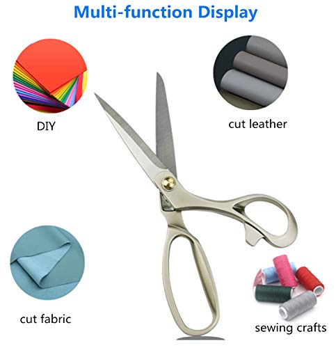 Fabric Scissors 8.5 Inch Heavy Duty Dressmaking Shears Sewing Tailor Scissors, Ultra Sharp All Metal Stainless Steel Craft Household Scissors for Cutting Fabric, Leather, and Raw Materials(Silver)